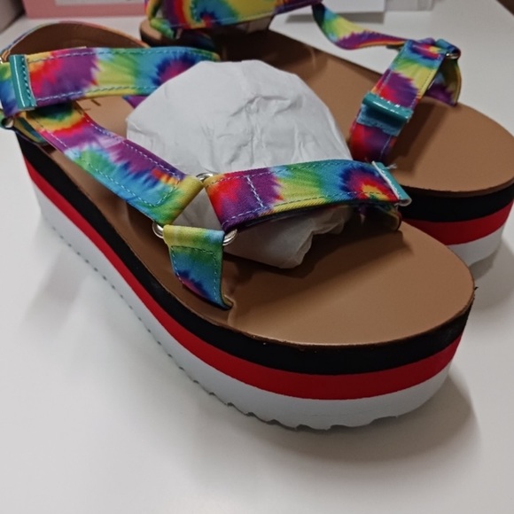 Yoki | Shoes | Yoki Tie Dye Splatter Rainbow Zoey Platformchunky Velcro ...